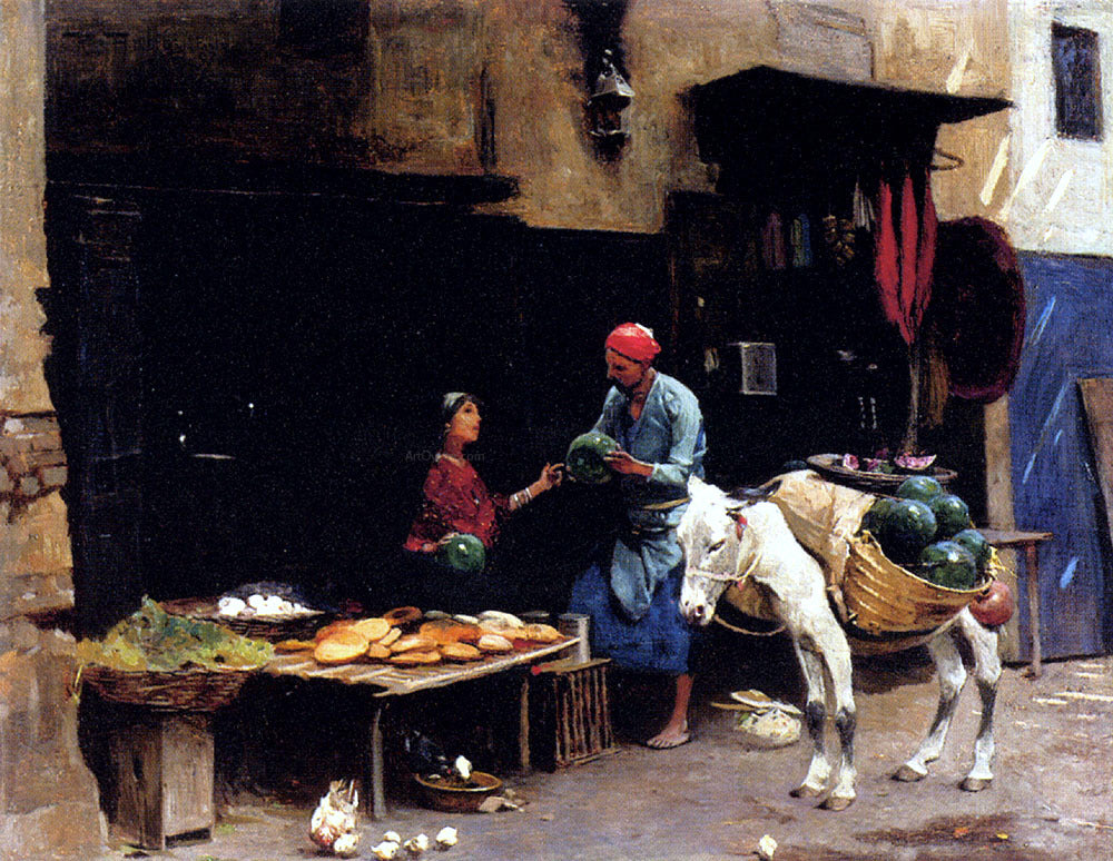 Raphael Von Ambros The Watermelon Seller Oil Painting – Art Oyster LLC