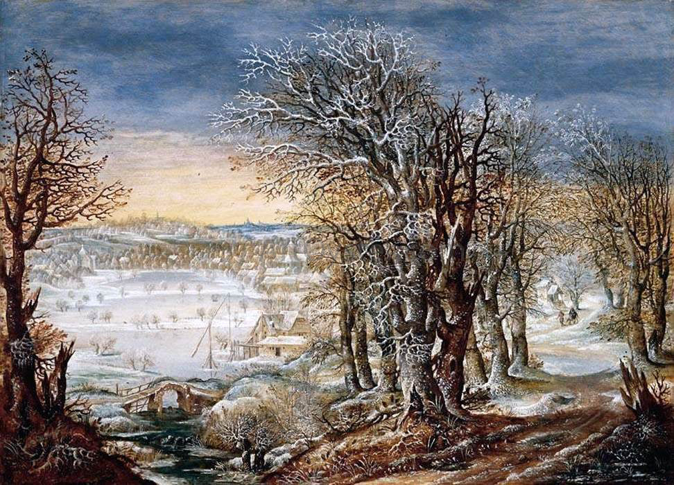 Denis Van Alsloot Winter Landscape in the Foret de Soignes, with the ...